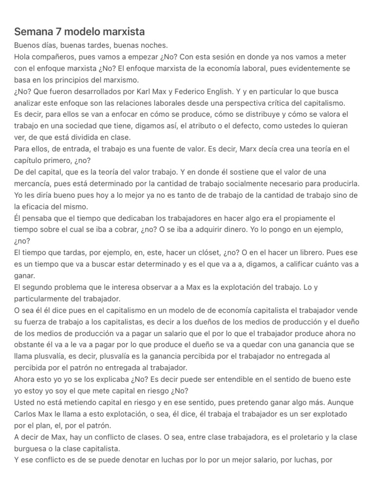 Semana 7 Modelo Marxista | PDF | marxismo | Capitalismo