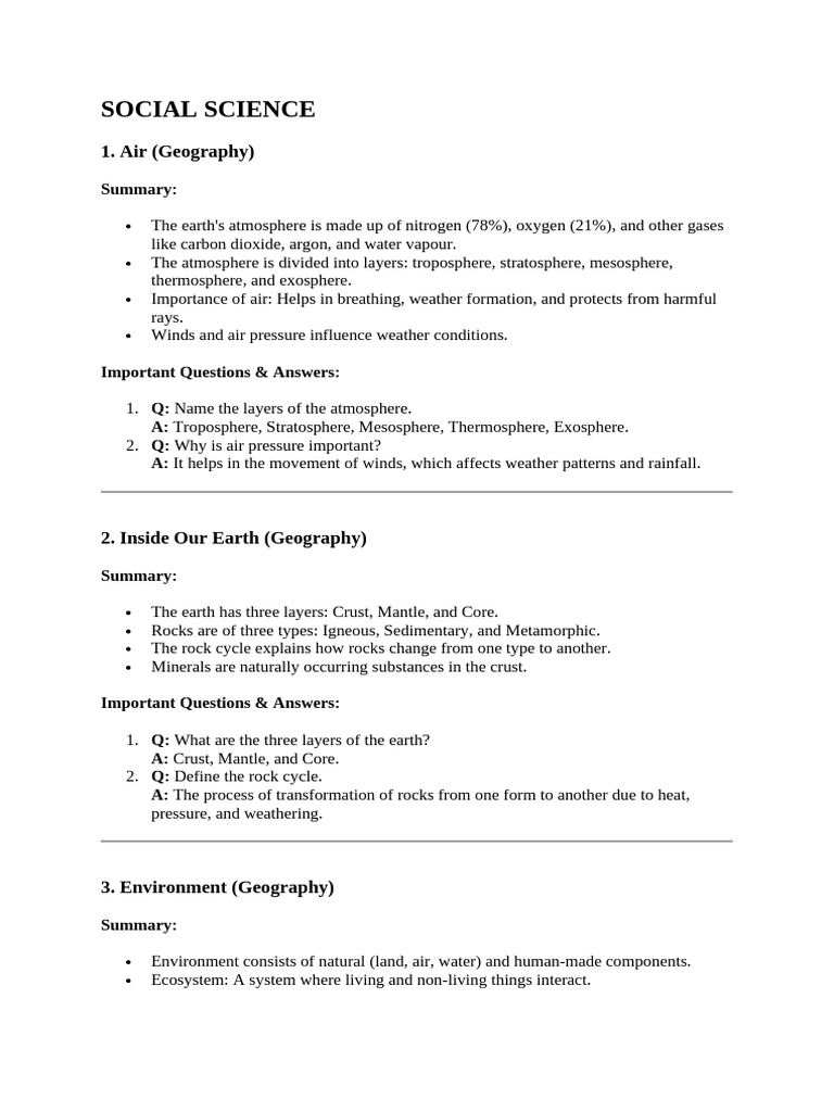 Class 7th SOE | PDF | Atmosphere Of Earth | Natural Environment
