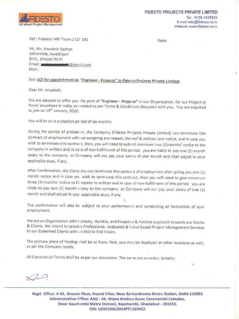 Offer Letter Format | PDF