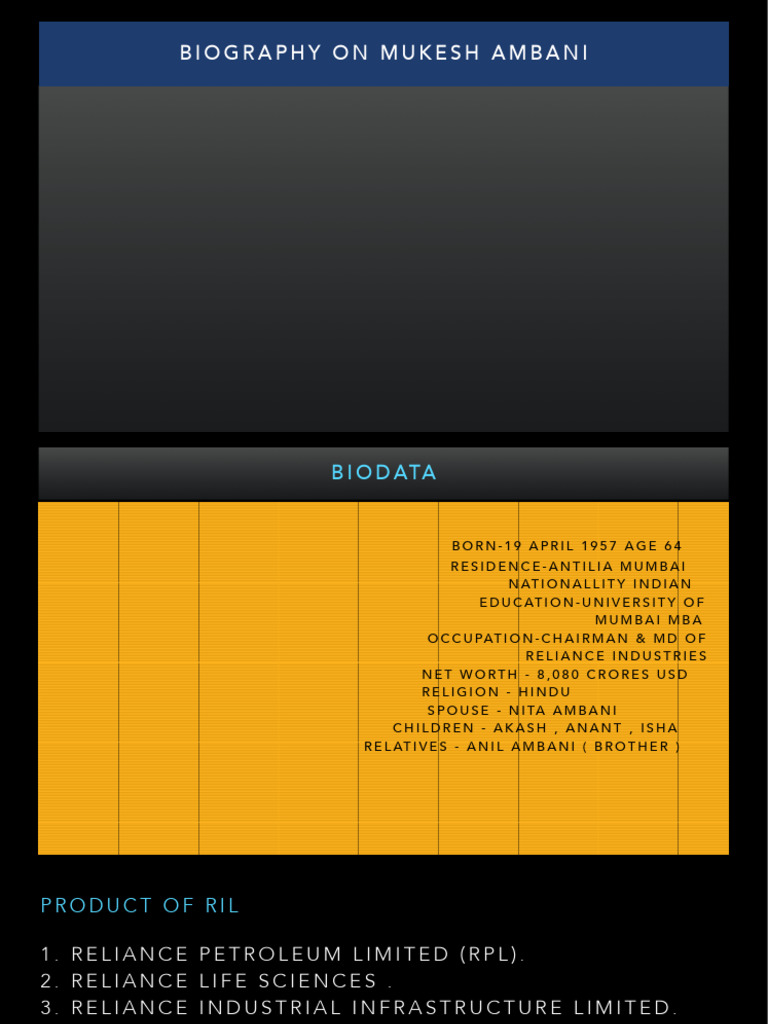 Biography On Mukesh Ambani PDF | PDF