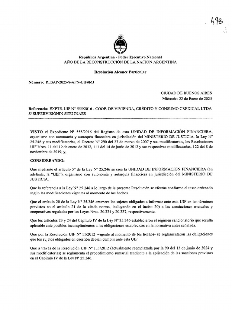 Resap 2025 8 Apn Uiemj Coop Credical | PDF | Auditoría | Multa (pena)