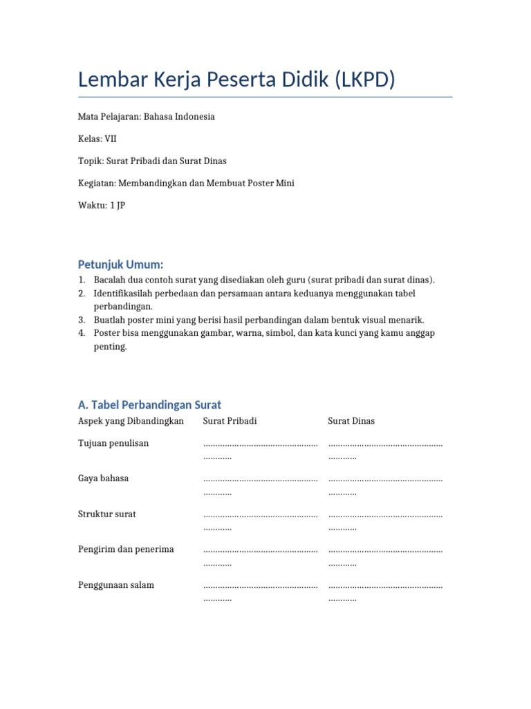LKPD Surat Poster Mini | PDF