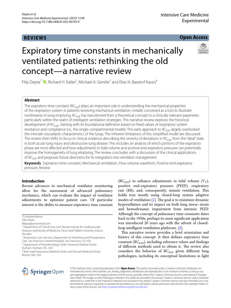 Rethinking Expiratory Time Constants in Ventilation | PDF | Exhalation ...