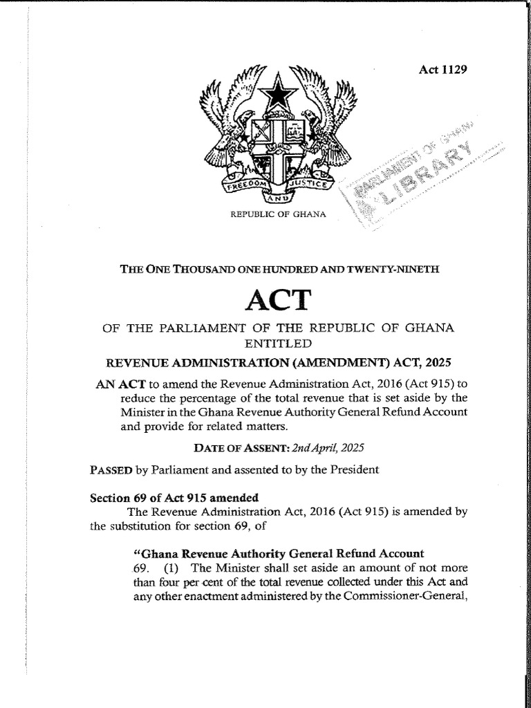 Revenue Administration Act 1129 2025 | PDF