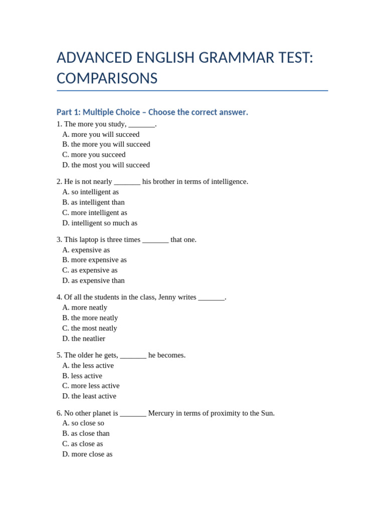 Comparative Grammar Worksheet | PDF | Chess Theory | Chess
