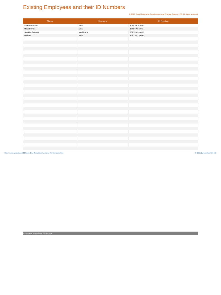 Employee ID List Template in Excel | PDF | License | Civil Law (Legal ...