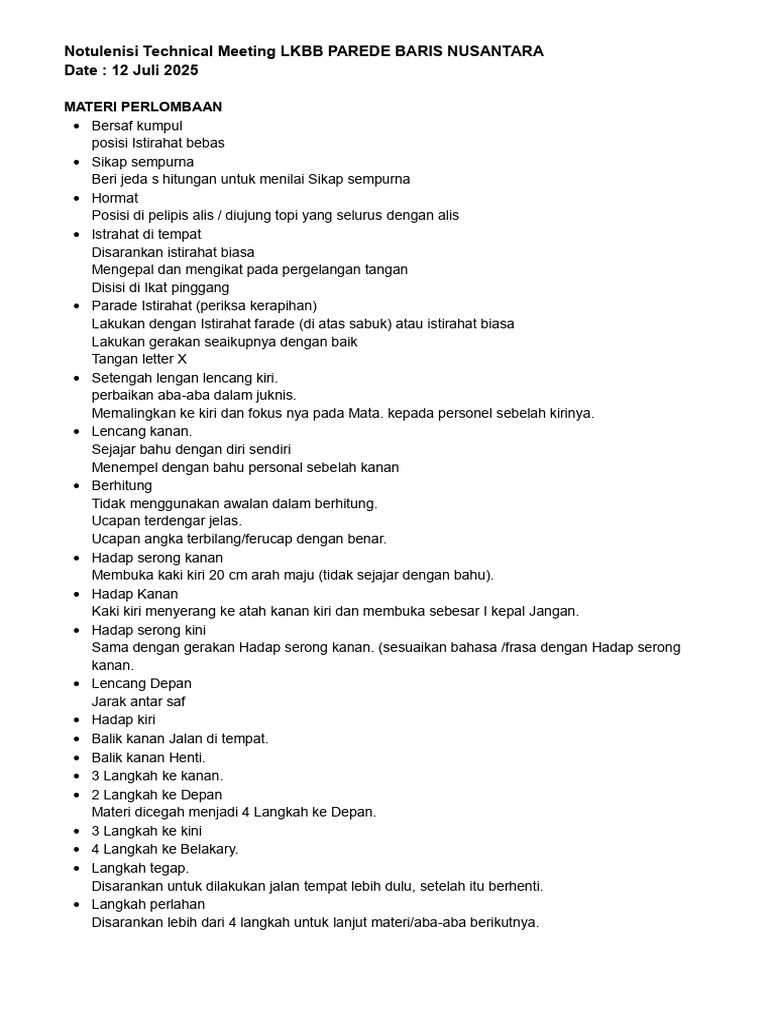 Notulensi Technical Meeting LKBB PBN | PDF