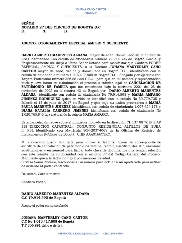 Poder Cancelacion Dario | PDF