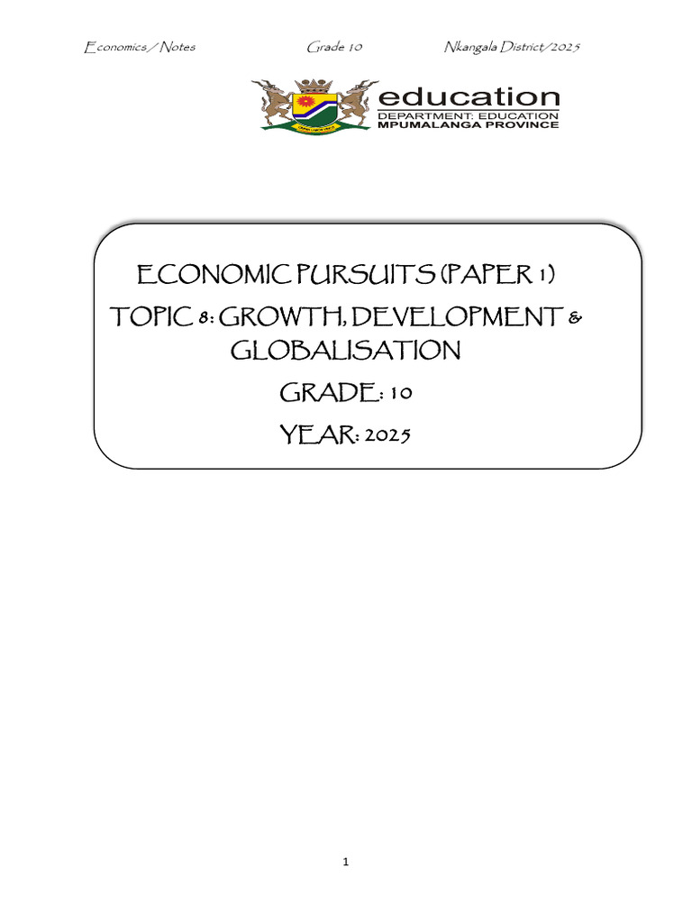 Grade 10 Economics: Growth & Trade | PDF | Taxes | Money