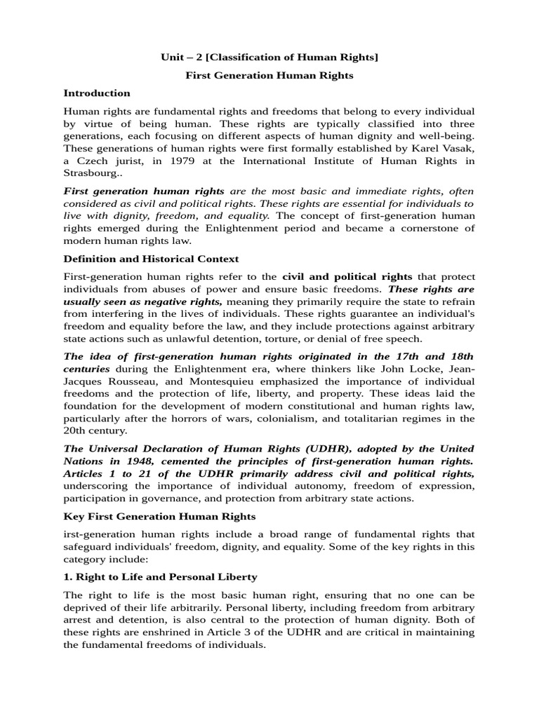 Understanding First Generation Rights | PDF | Human Rights | Sustainability