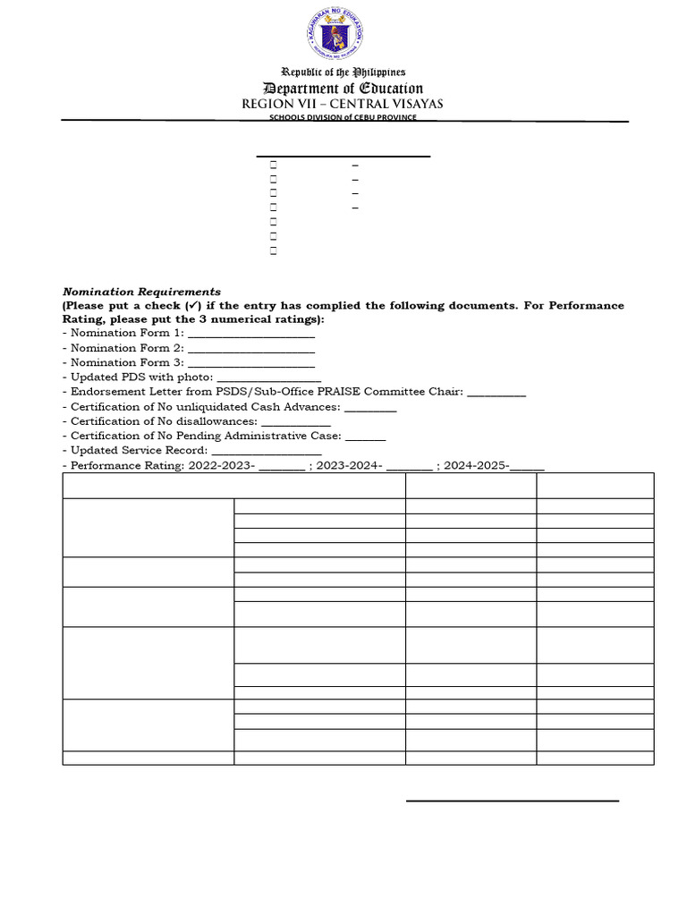 Individual Rating Sheet for Educators | PDF