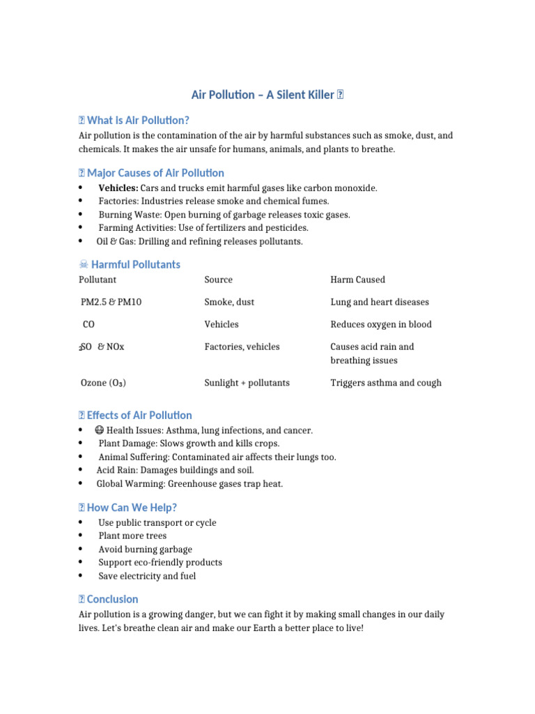 Air Pollution Report | PDF