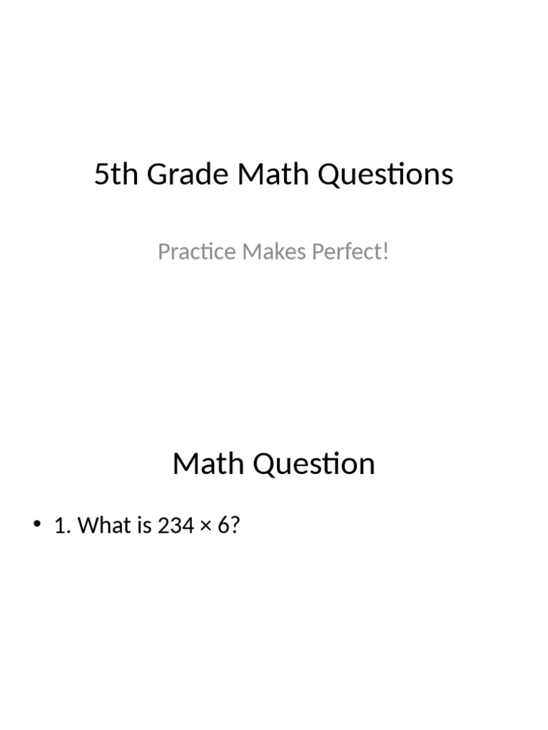 5th Grade Math Questions | PDF