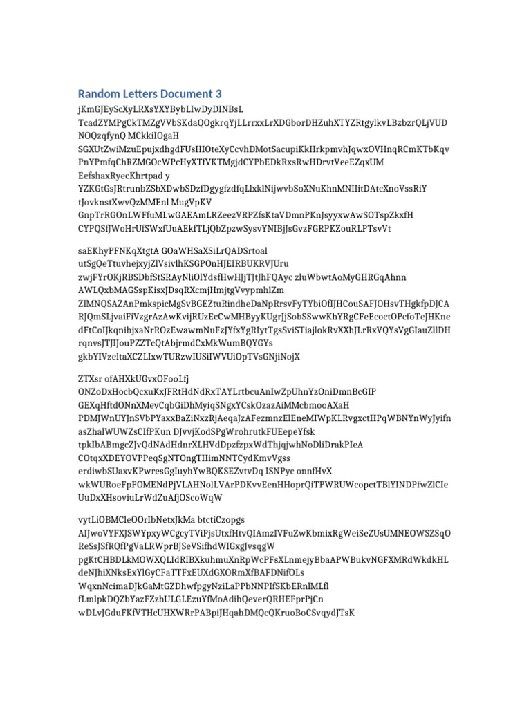 Random Letter Combinations Document | PDF
