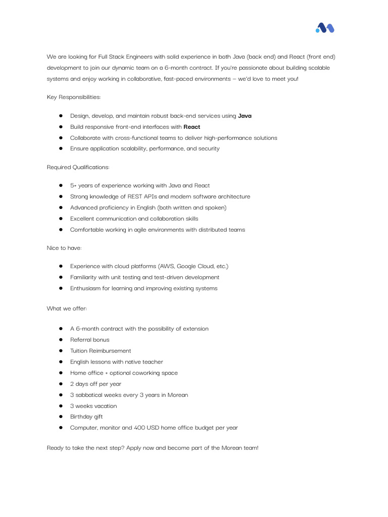 SR Full Stack Engineer | PDF