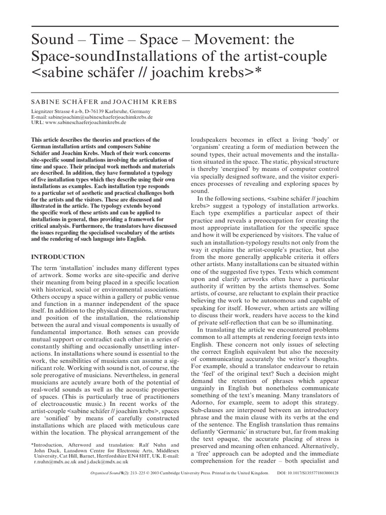 Sound Time Space Movement | PDF | Loudspeaker | Sound