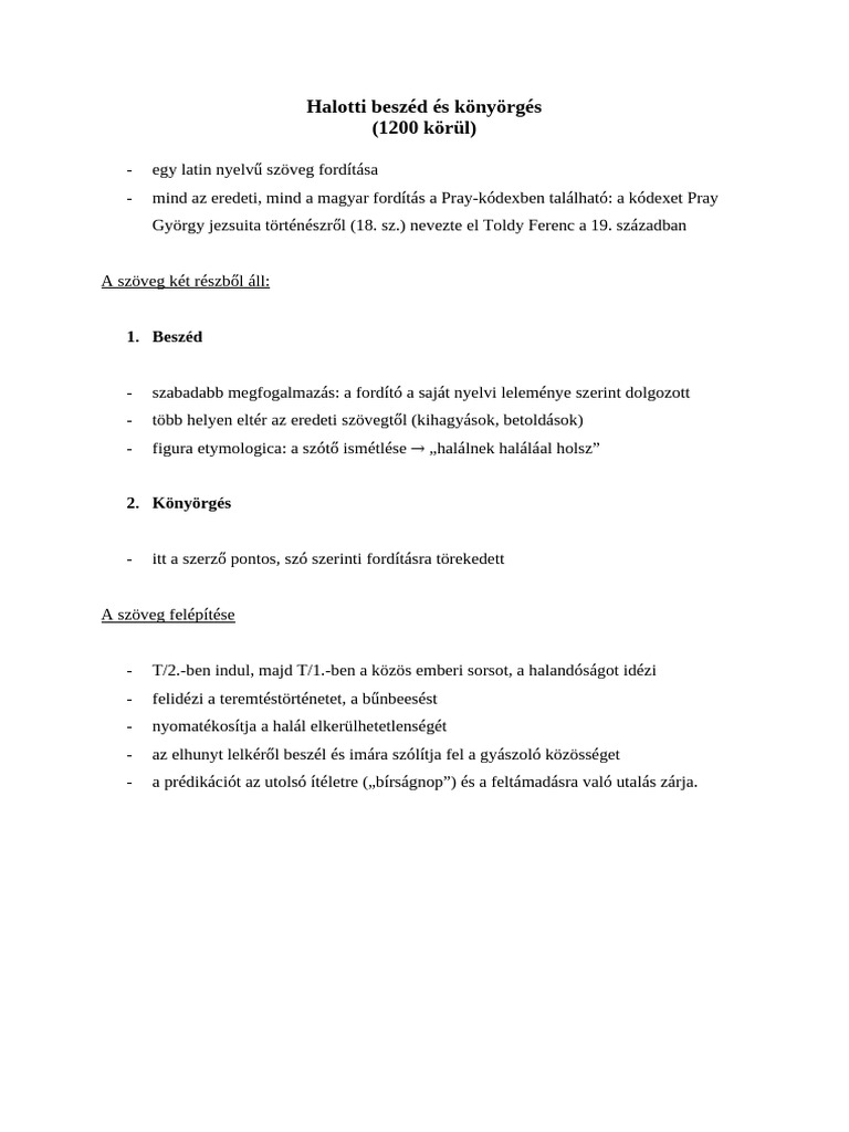 Halotti Beszed Es OMS | PDF