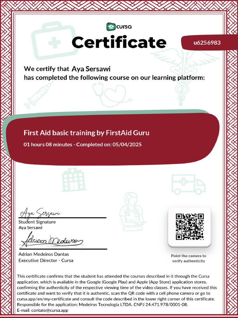 First Aid Certificate | PDF
