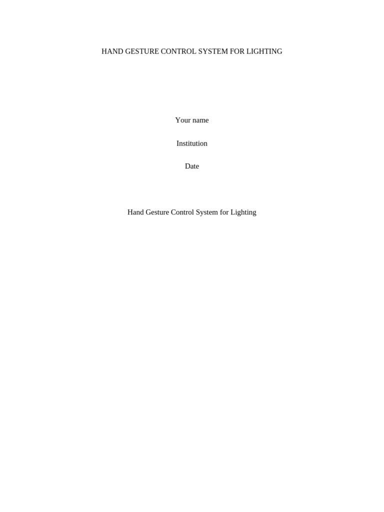 Hand Gesture Control System For Lighting | PDF | Efficient Energy Use ...