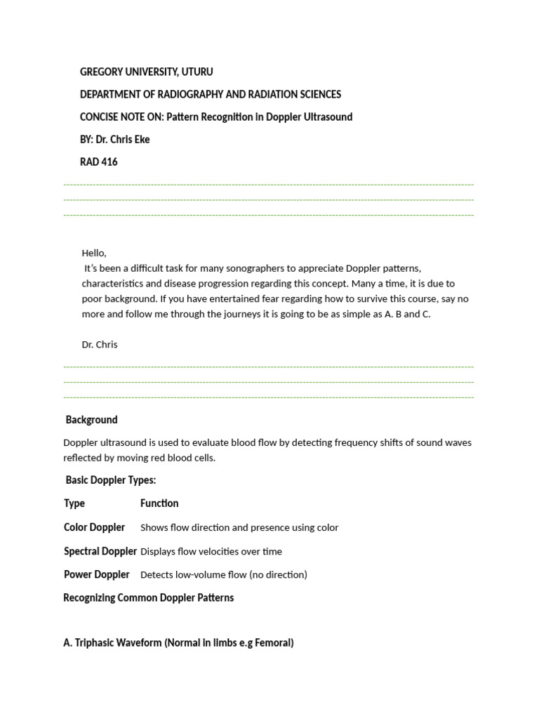 Doppler Waveform Patterns Explained | PDF | Vein | Cardiovascular System
