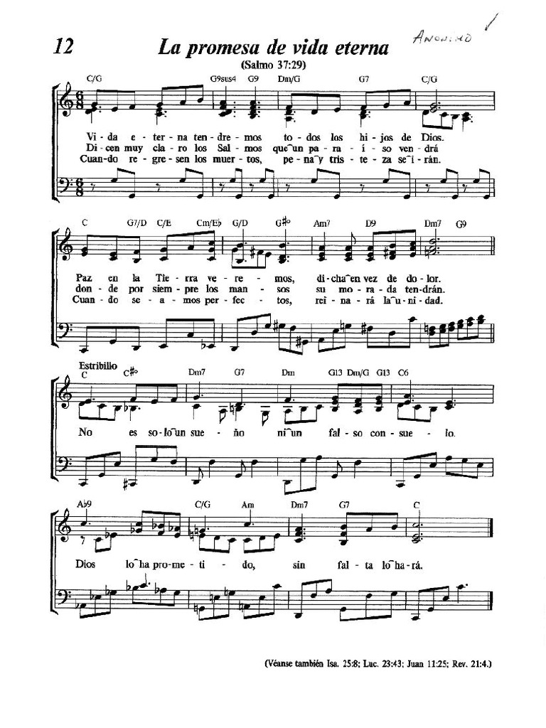 La Promesa de Vida Eterna - Piano, Letra - (Anonimo) | PDF