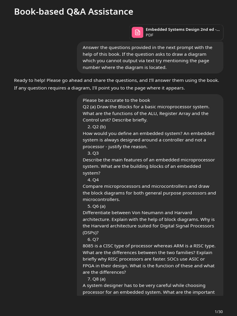 Book-Based Q&A Assistance | PDF | Microcontroller | Central Processing Unit