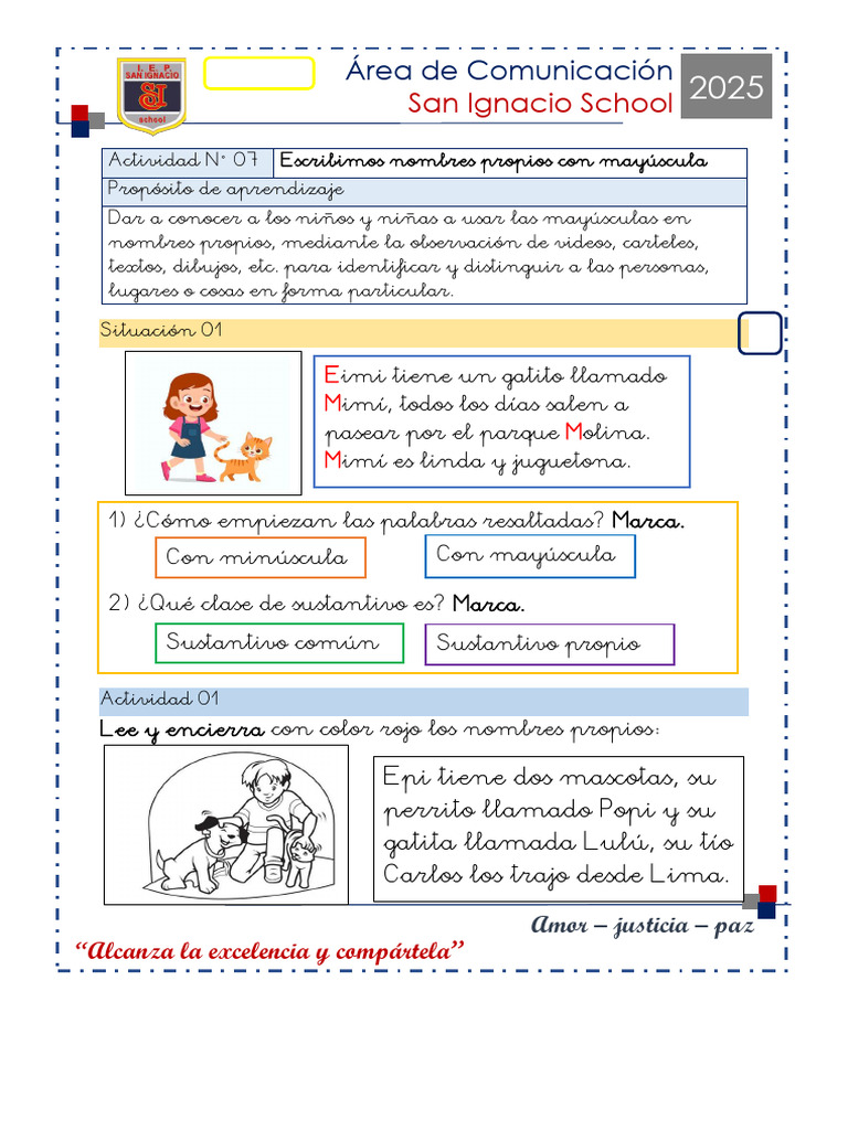 Ficha-Comu - La Mayúscula - Sem 03 | PDF | Caso de carta | Notación