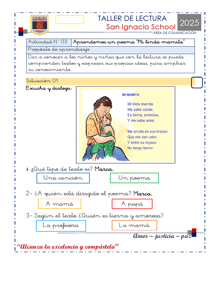 Fich Lectura Mi Linda Mamita Sem 03 | PDF