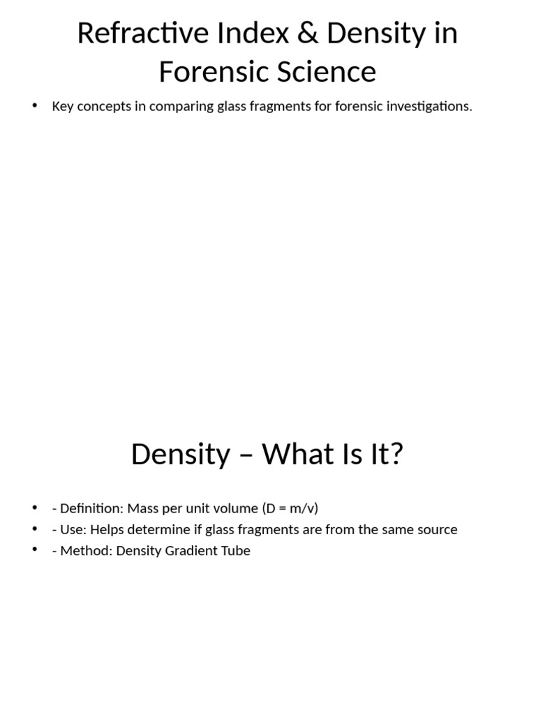 Glass Evidence: RI & Density Analysis | PDF | Refractive Index | Density