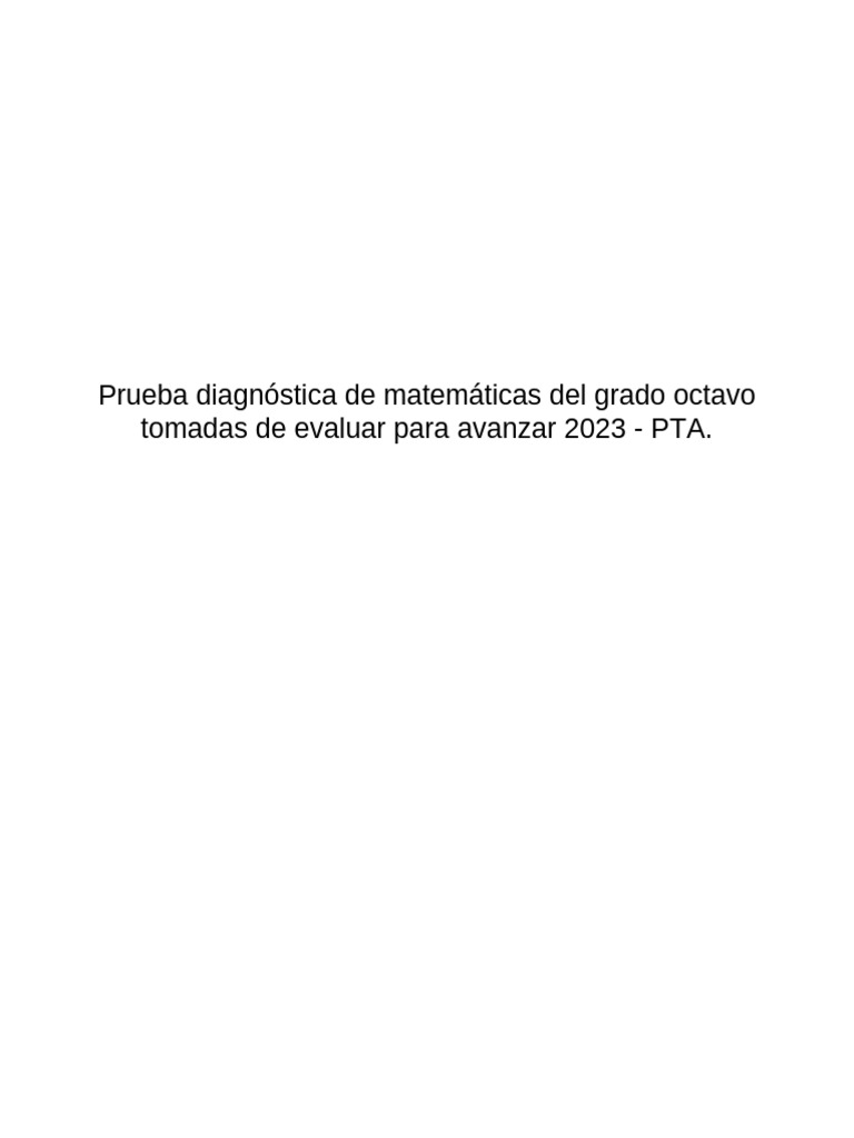 Prueba Diagnóstica de Matemáticas 8° grado | PDF | Color | El plastico