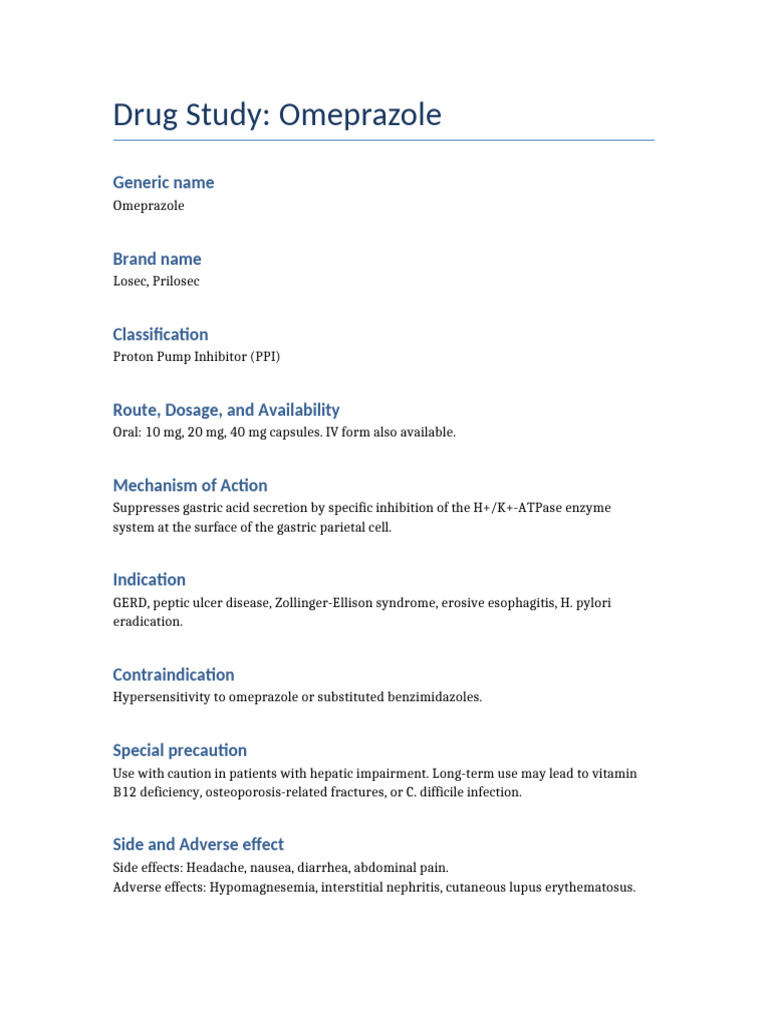 Omeprazole Drug Study | PDF