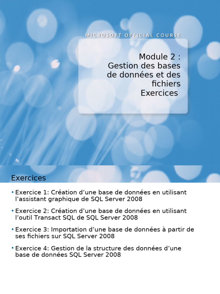 10227A 01 Exercices | PDF | Microsoft SQL Server | SQL