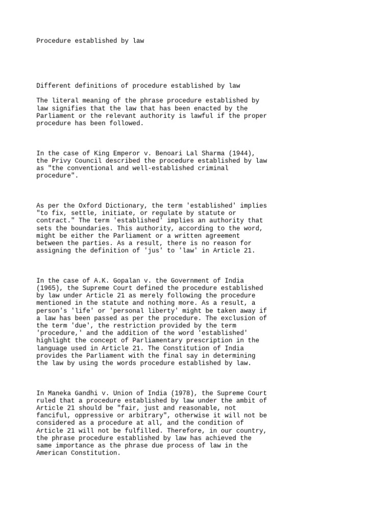 Understanding Procedure Established by Law | PDF | Due Process | Due ...