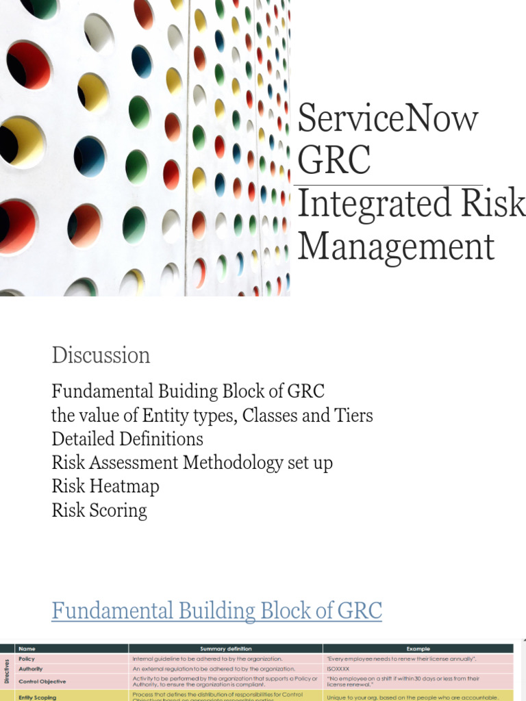 ServiceNow GRC Integrated Risk Management | PDF | Risk | Risk Assessment