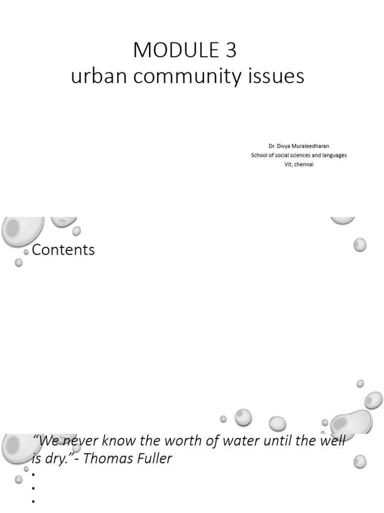 Urban Community Issues and Solutions | PDF