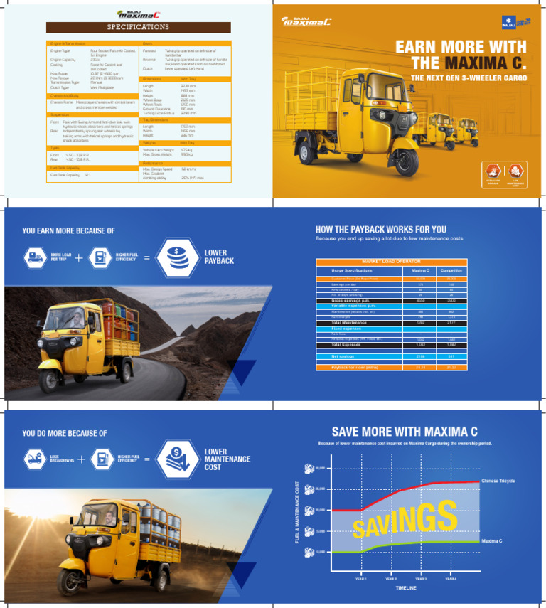 Bajaj Maxima C Cargo Specifications | PDF | Transport | Automotive Industry