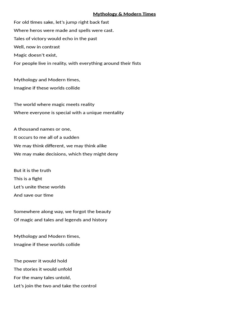 Mythology and Modern Times | PDF