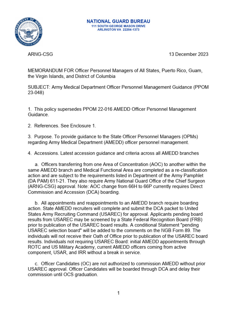AMEDD Officer Personnel Management Guidance | PDF | Army | Health Care