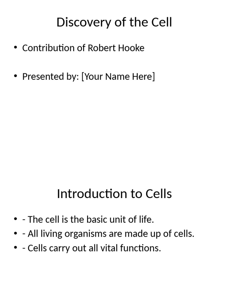 Discovery of Cell Robert Hooke | PDF