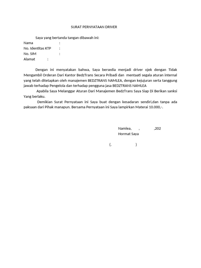 Pernyataan Driver | PDF