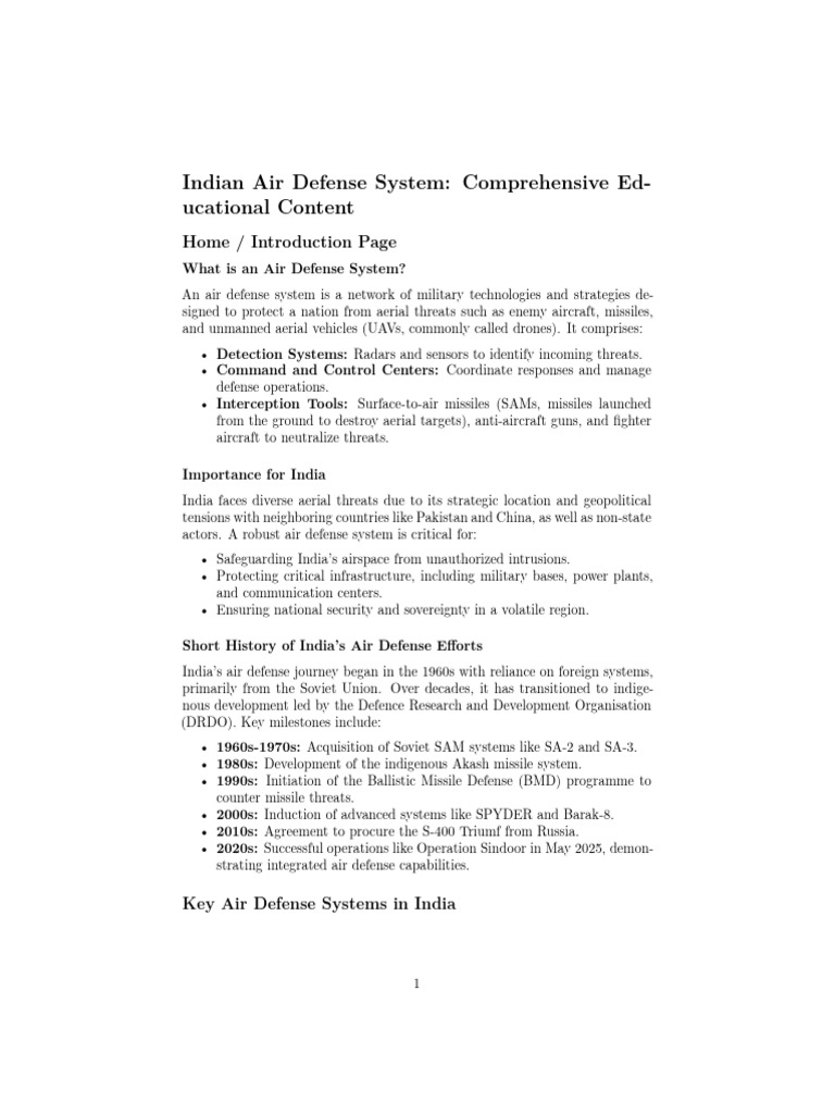 India’s Comprehensive Air Defense System | PDF | Missile Defense | Anti ...