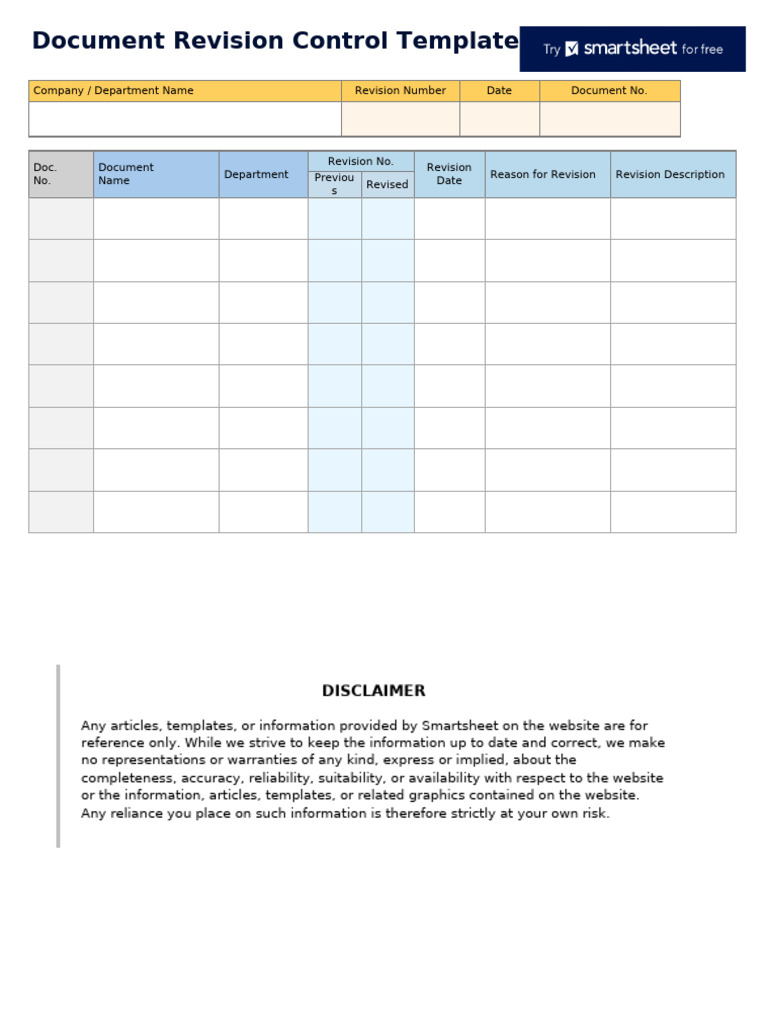 IC Document Revision Control Template 12215 WORD | PDF