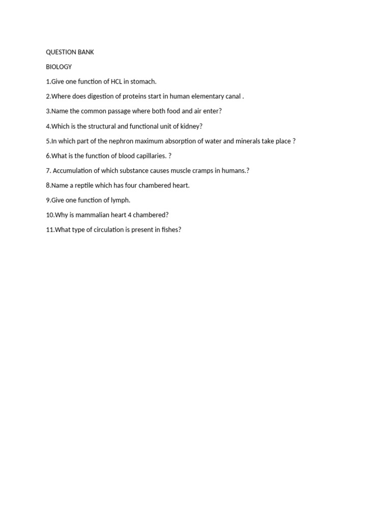 Pt1, Question Bank, Biology | PDF