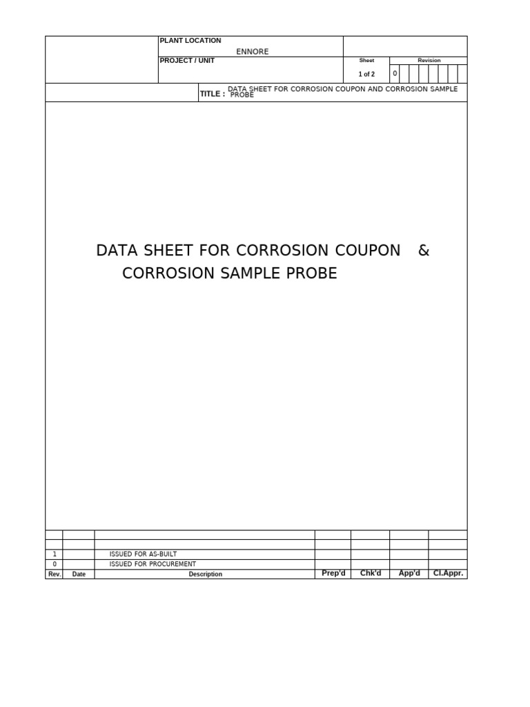 Corrosion Coupon Data Sheet | PDF | Pipe (Fluid Conveyance) | Continuum ...