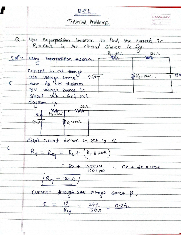 BEE Tutorial Problem Solution | PDF
