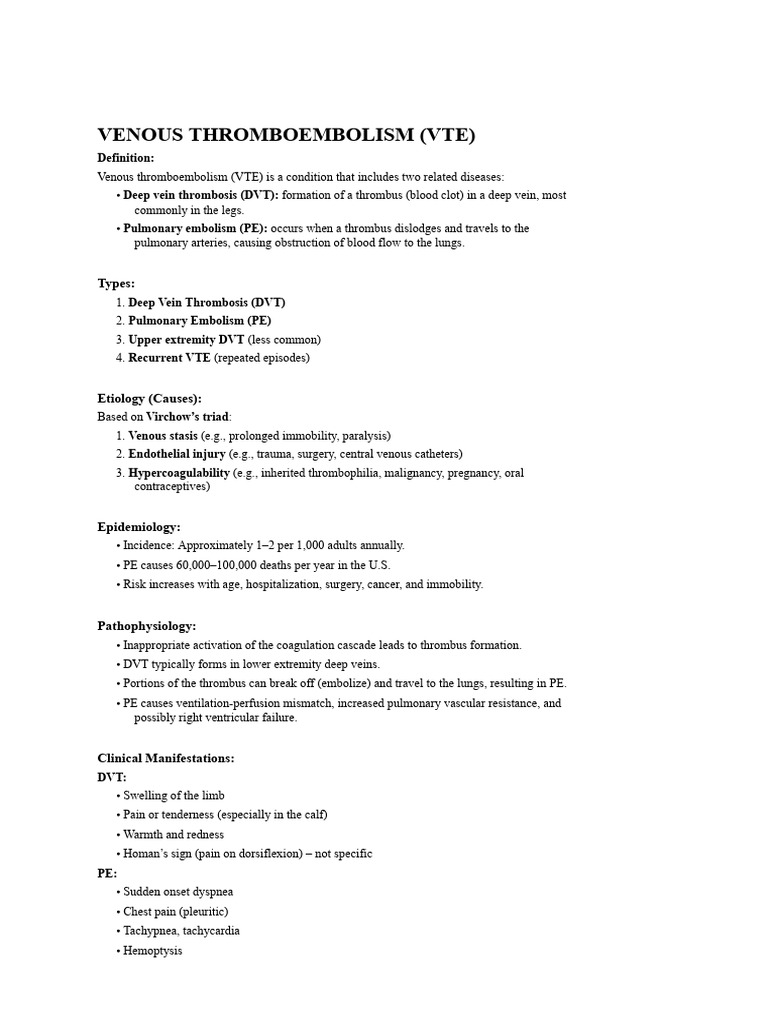 Venous Thromboembolism Pdf Thrombosis Vein