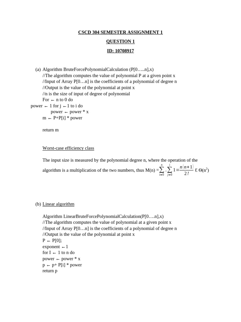 CSCD 304 Semester Assignment 1 | PDF | Polynomial | Time Complexity