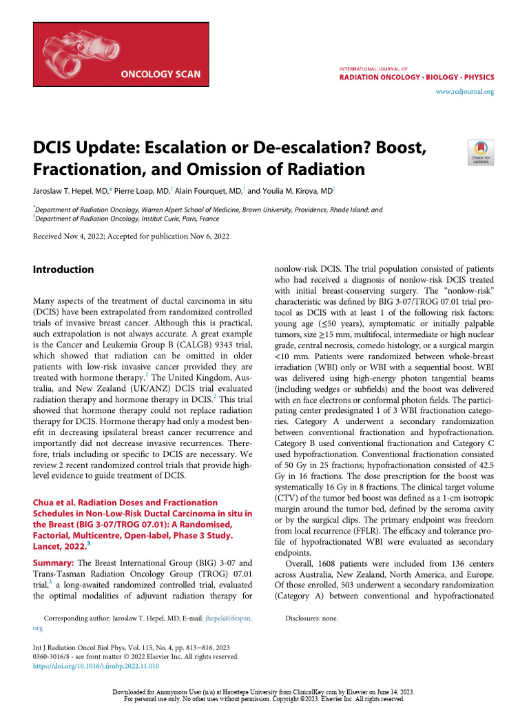 DCIS Treatment: Radiation Strategies Review | PDF | Breast Cancer ...