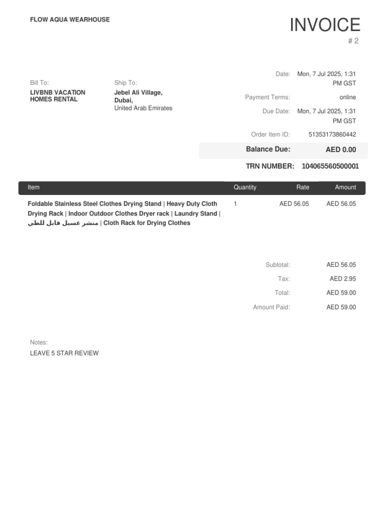Invoice 2 Livbnb Vacation Homes Rental | PDF