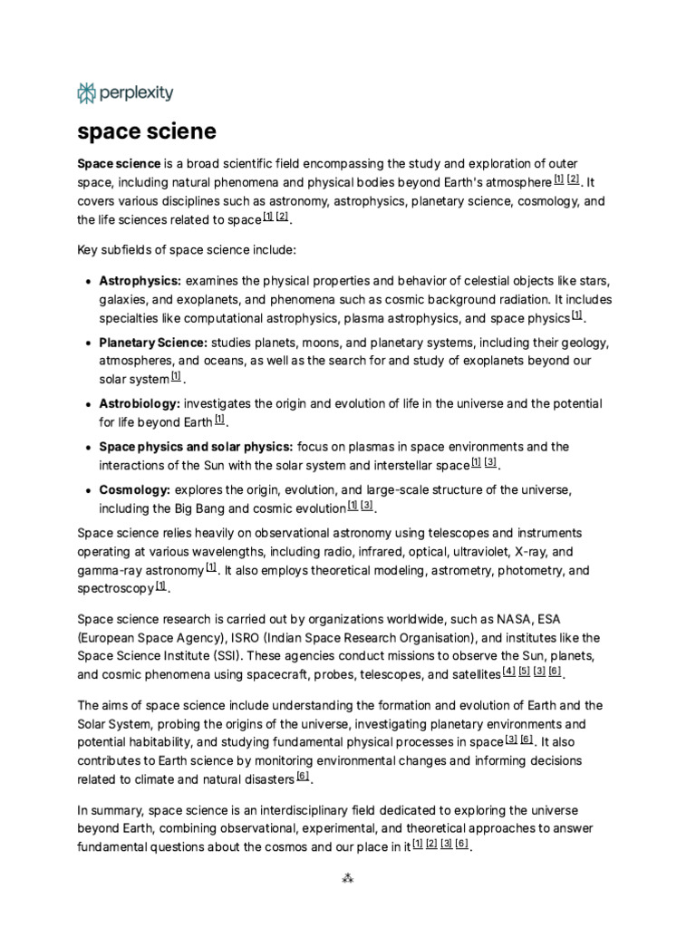 Overview of Space Science Disciplines | PDF | Outer Space | Astronomy